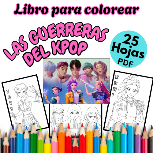 Libro para colorear Kpop demon hunters Guerreras Kpop - ShopyCraft